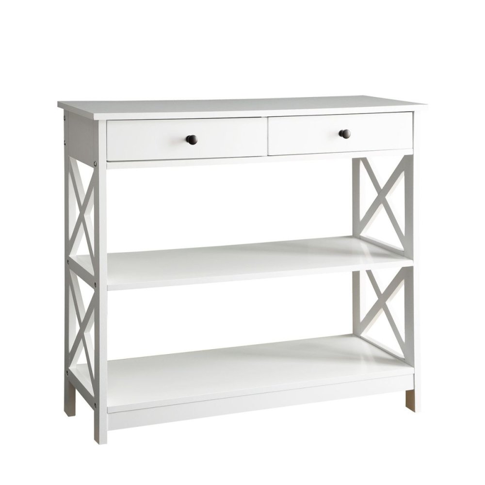 Sarantino Eloise Cross Console Table - White